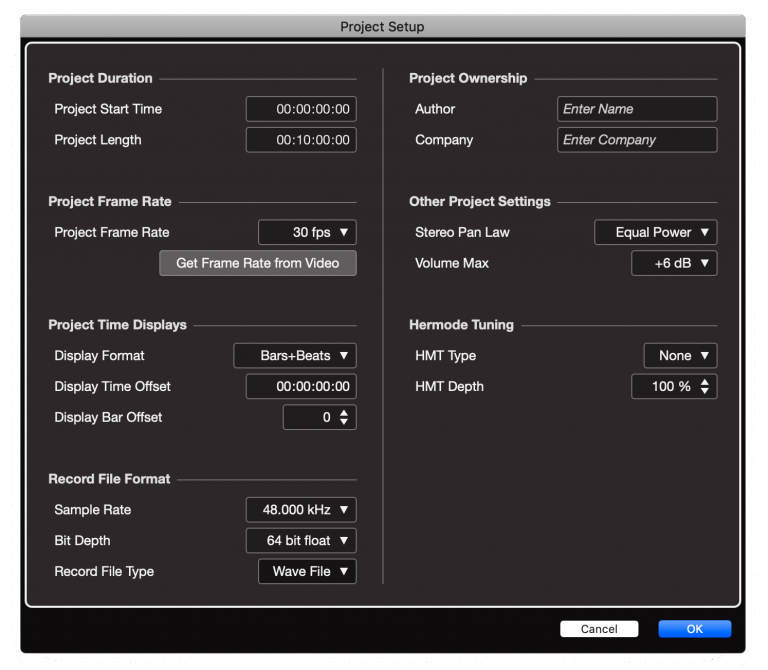 Setting Up a Mix Template, Part 1